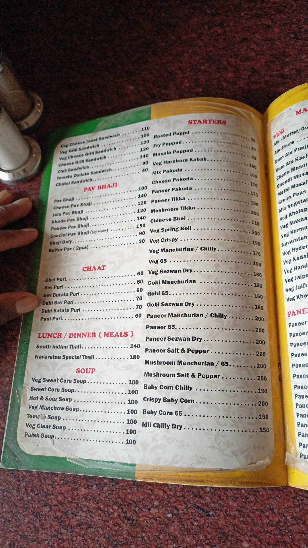 Menu at Navratna Udupi Pure Veg Family Restaurant, Morjim