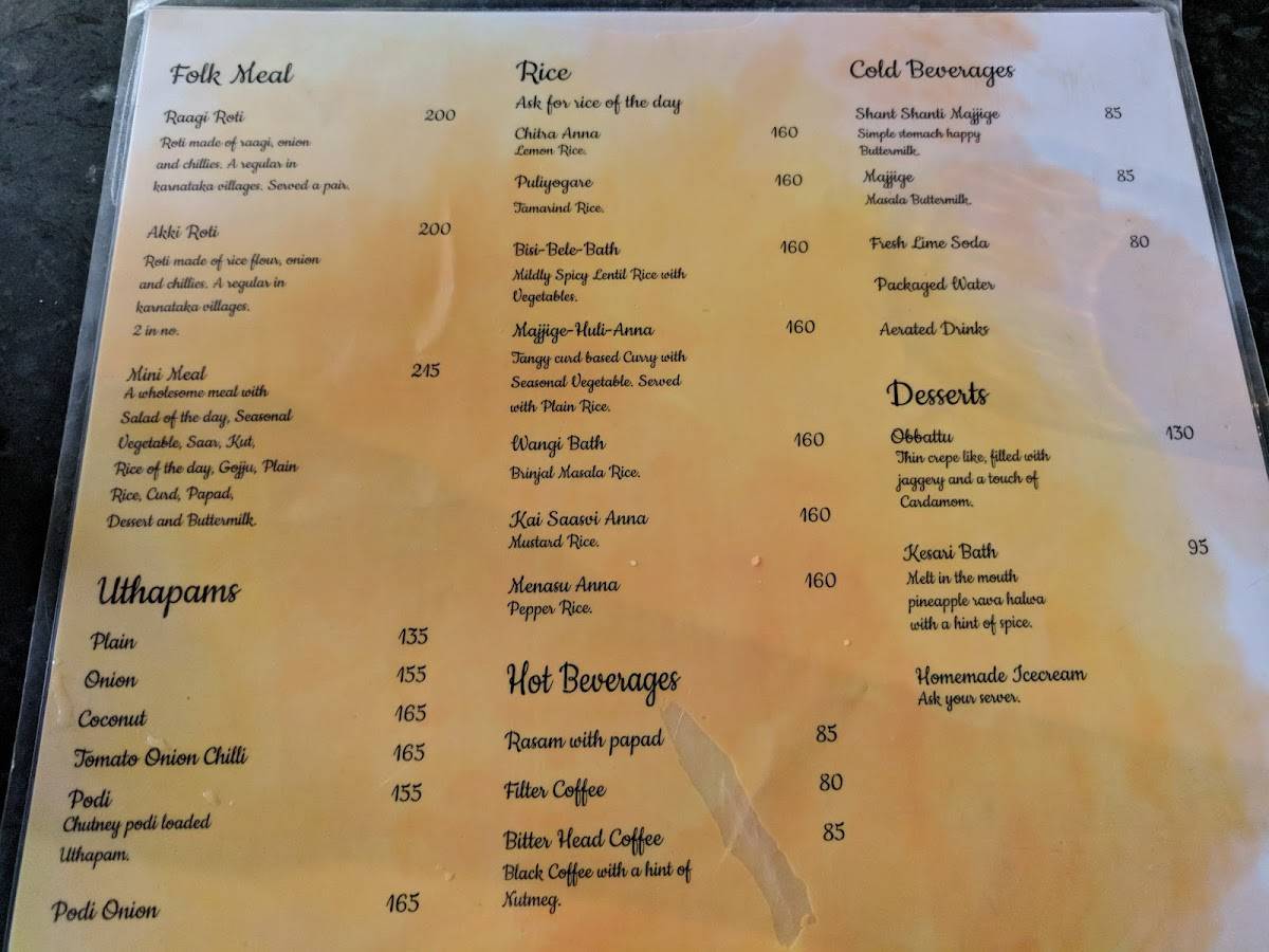 Menu at Carnatic Cafe, New Delhi, The India Mall