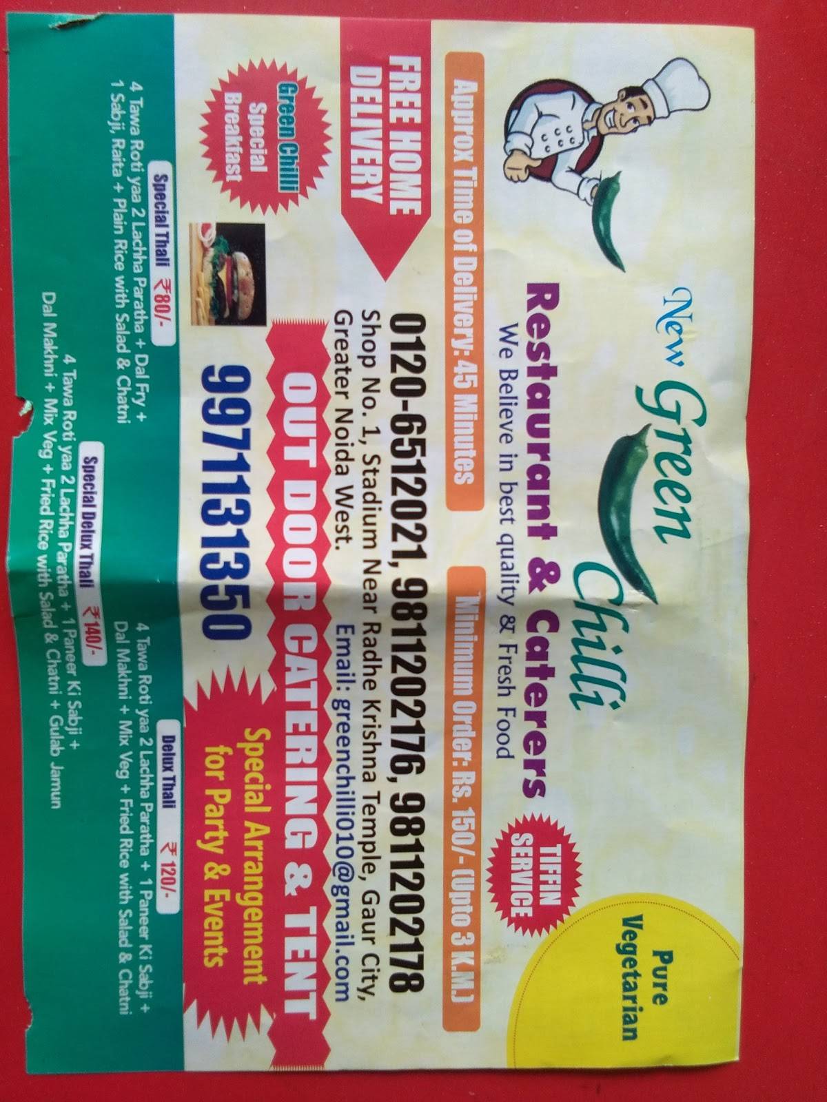 Menu at New Green Chilli Restaurant & Caterers, Ghaziabad