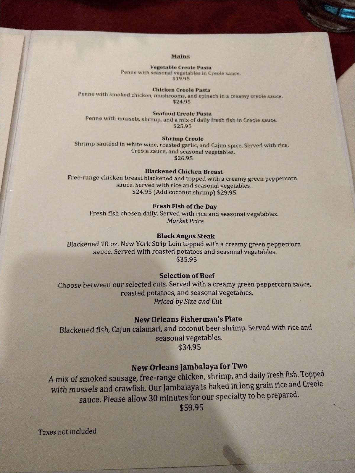 Menu at New Orleans Seafood & Steakhouse, Toronto