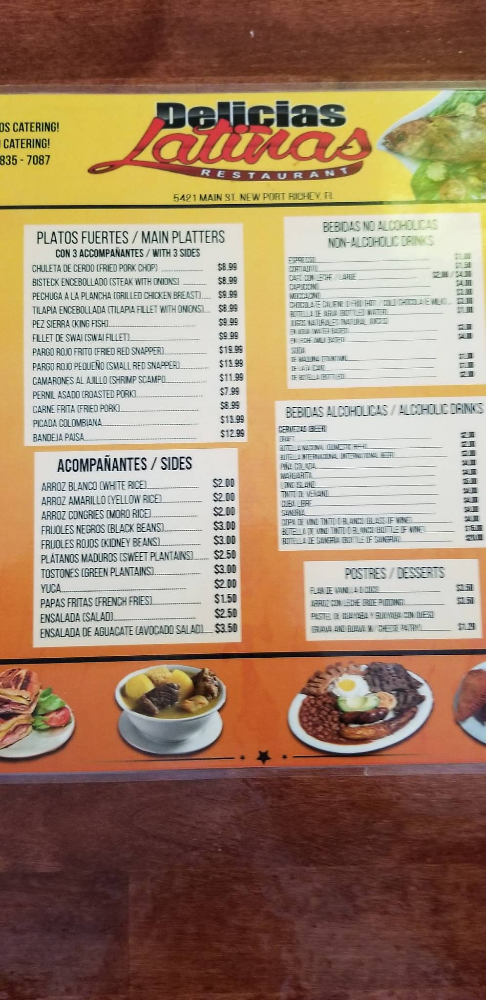 Menu at Delicias Latinas Restaurant, New Port Richey