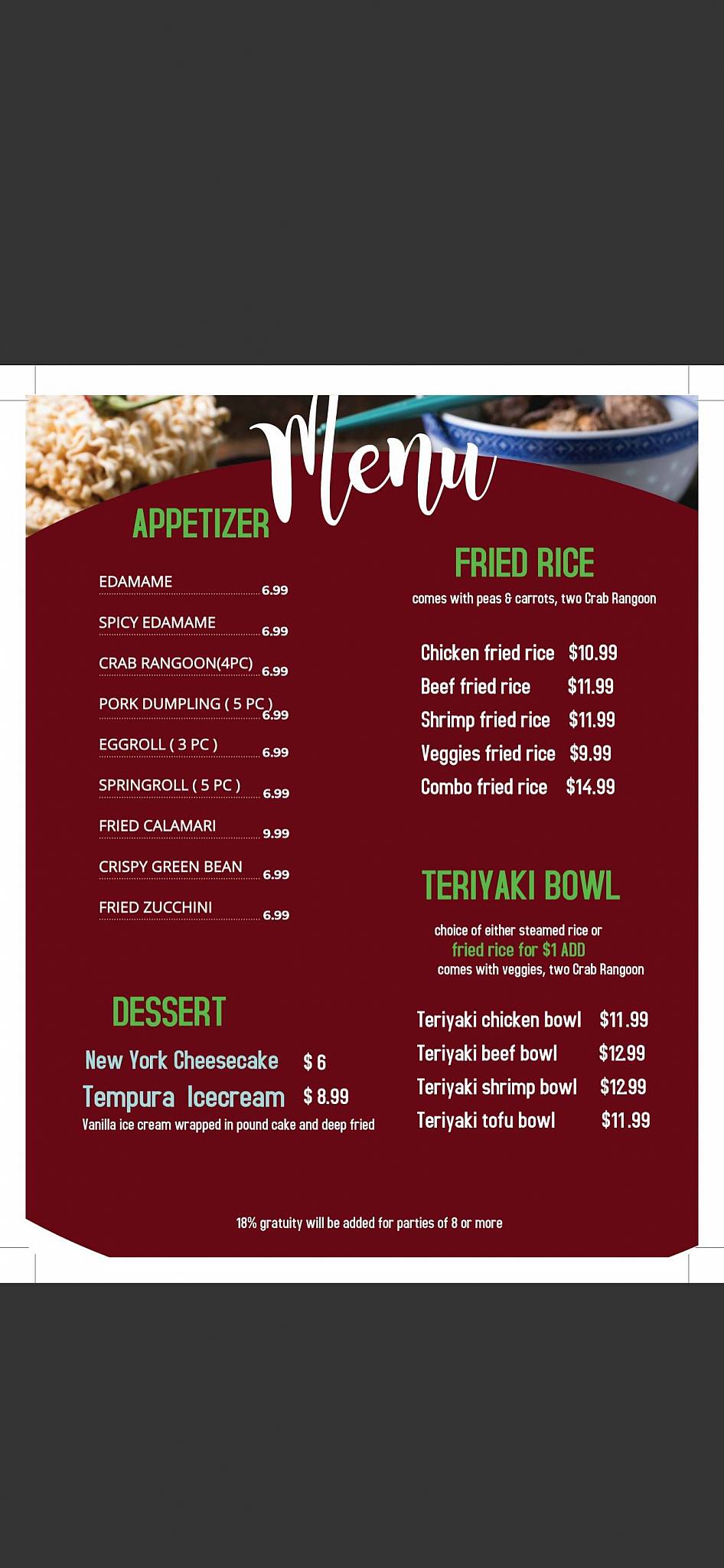Menu at Noodle 21 (Branson, MO) restaurant, Branson