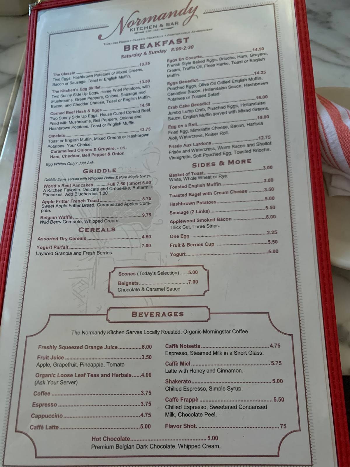 Menu at Normandy Kitchen pub & bar, Minneapolis