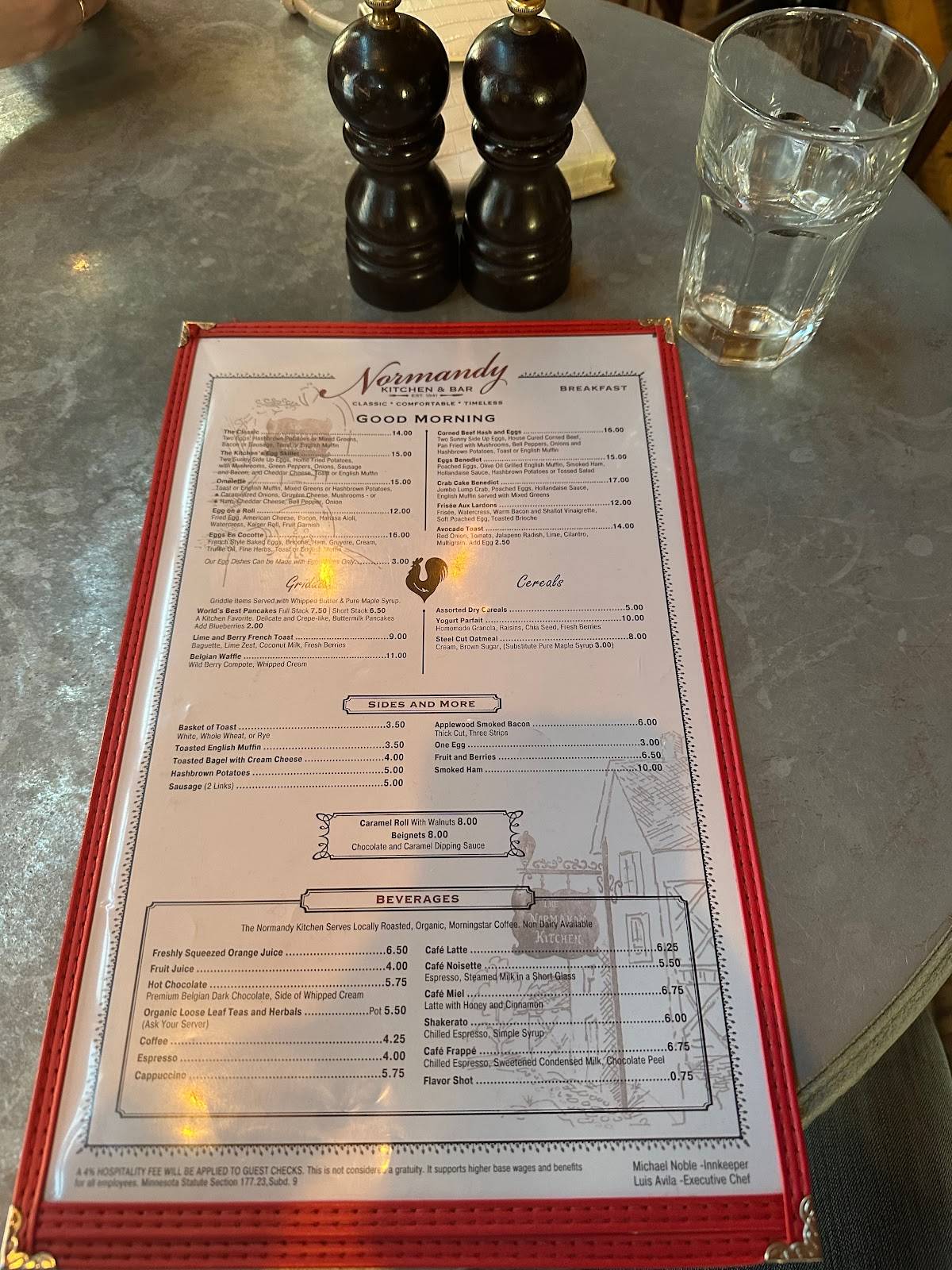 Menu at Normandy Kitchen pub & bar, Minneapolis