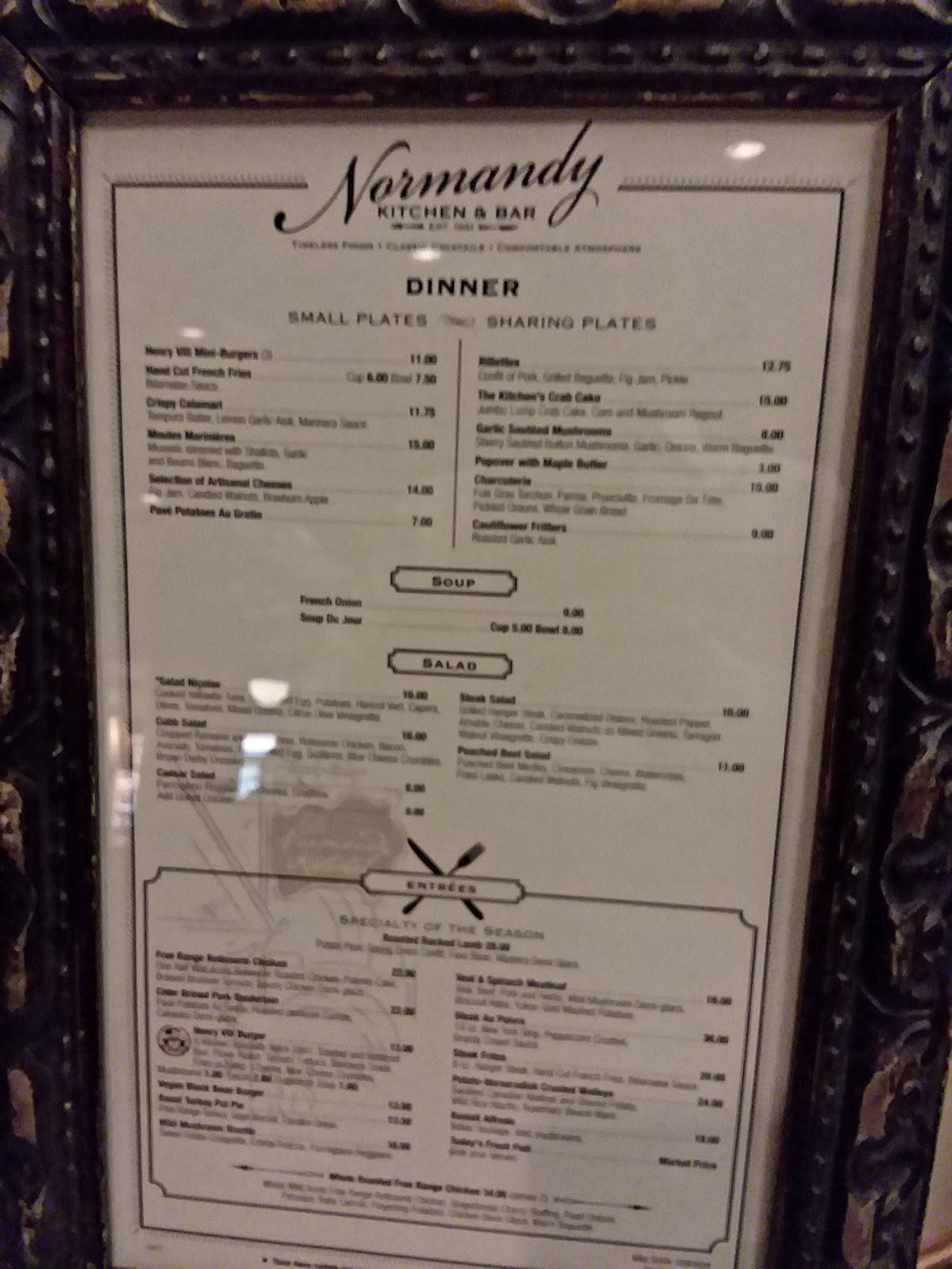 Menu at Normandy Kitchen pub & bar, Minneapolis