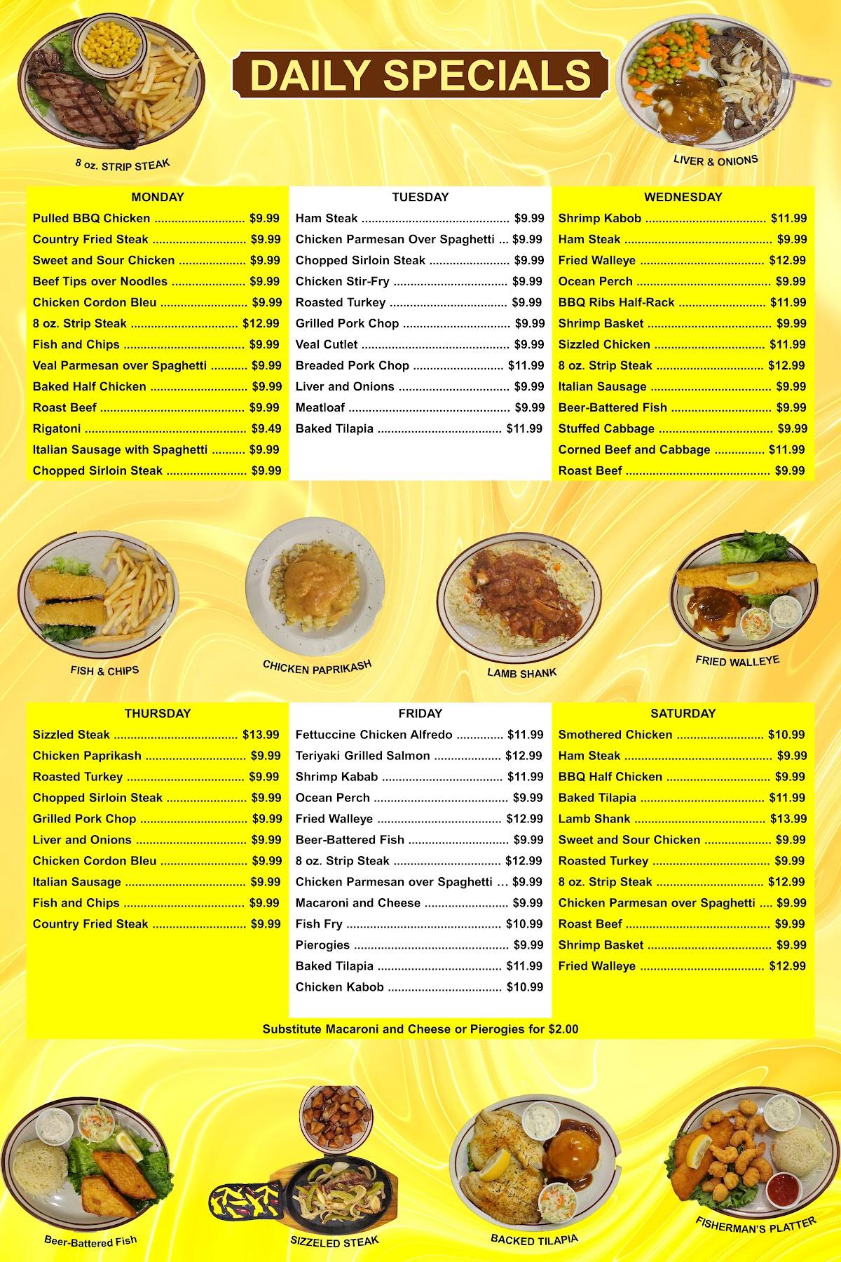 Menu at Canary's Family Restaurant, North Olmsted