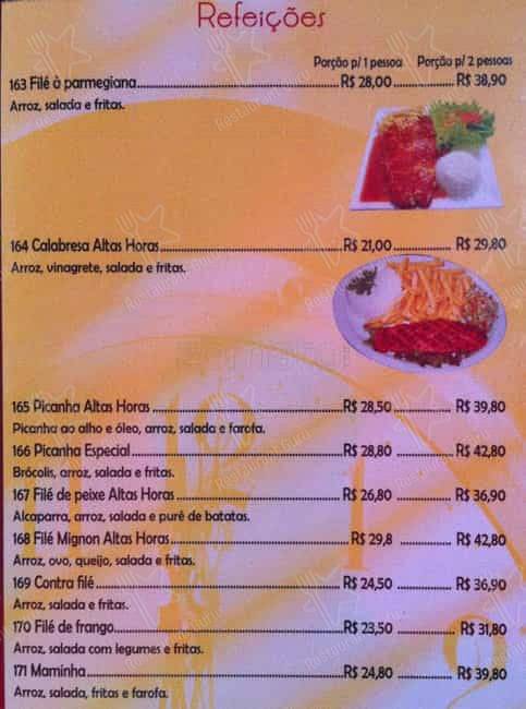 Menu em Nova Altas Horas Bar e Lanches, São Paulo, R. São Leôncio