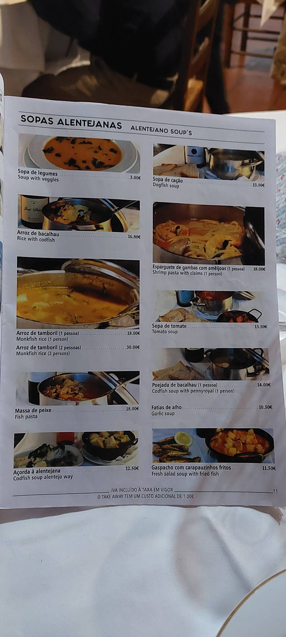 Menu at O Alpendre restaurant, Arraiolos