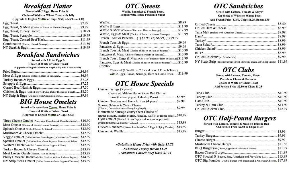 Menu at OTC Bar & Grille, Gaithersburg