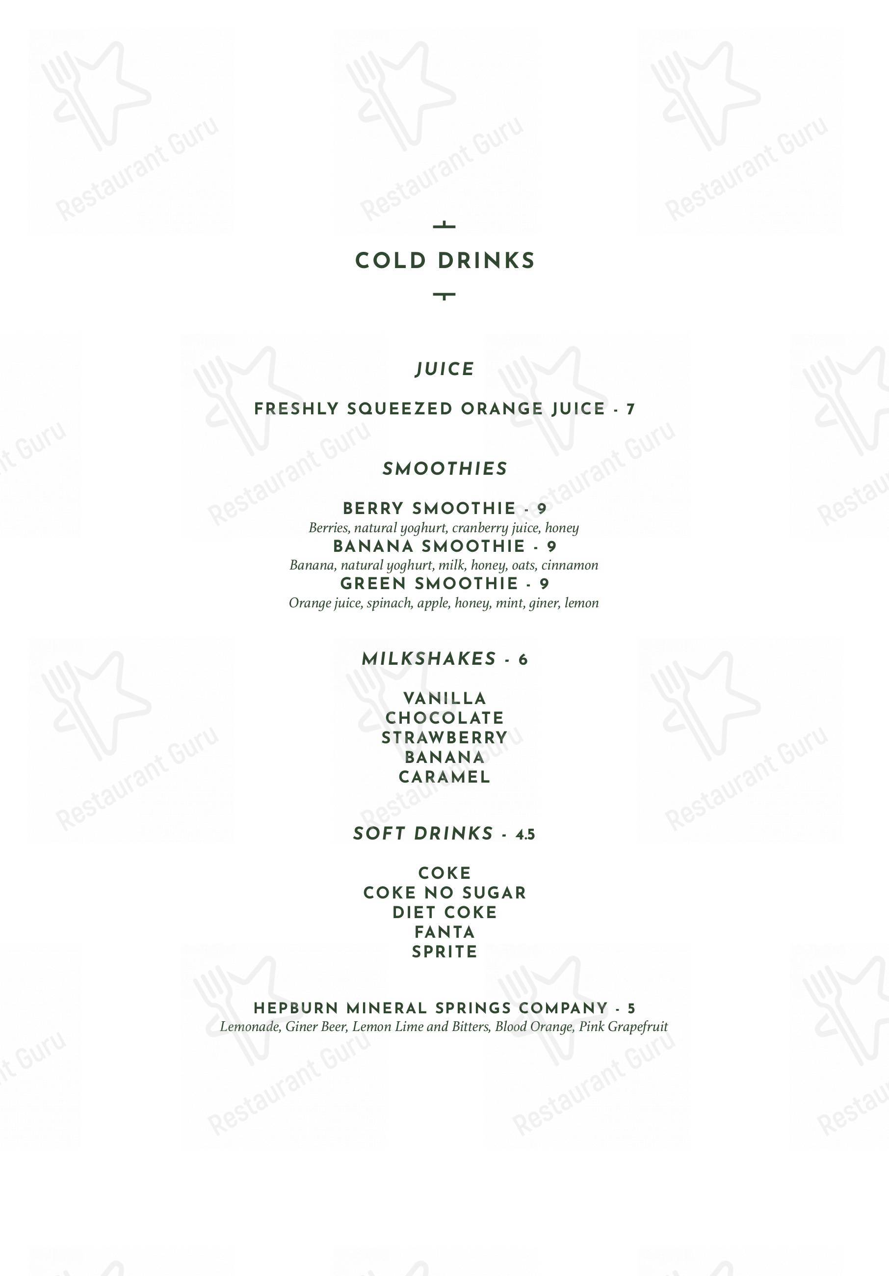 Menu at Old Man Drew cafe, Ascot Vale