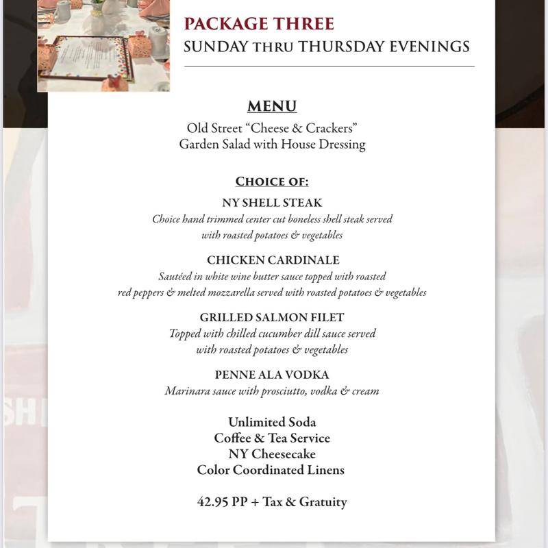 Menu at Old Street Restaurant and Bar, Smithtown