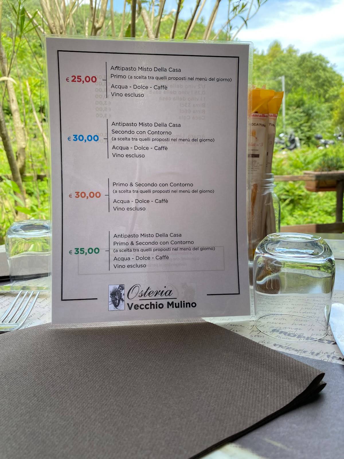 Menu da Osteria Vecchio Mulino ristorante, Rapallo