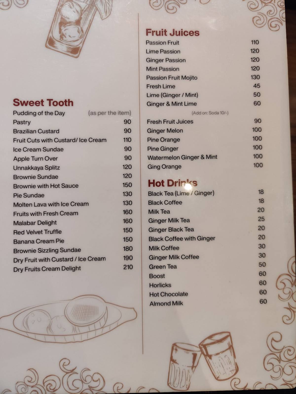 Menu at Palaaram Kakkanad, Kochi, Seethys Tower