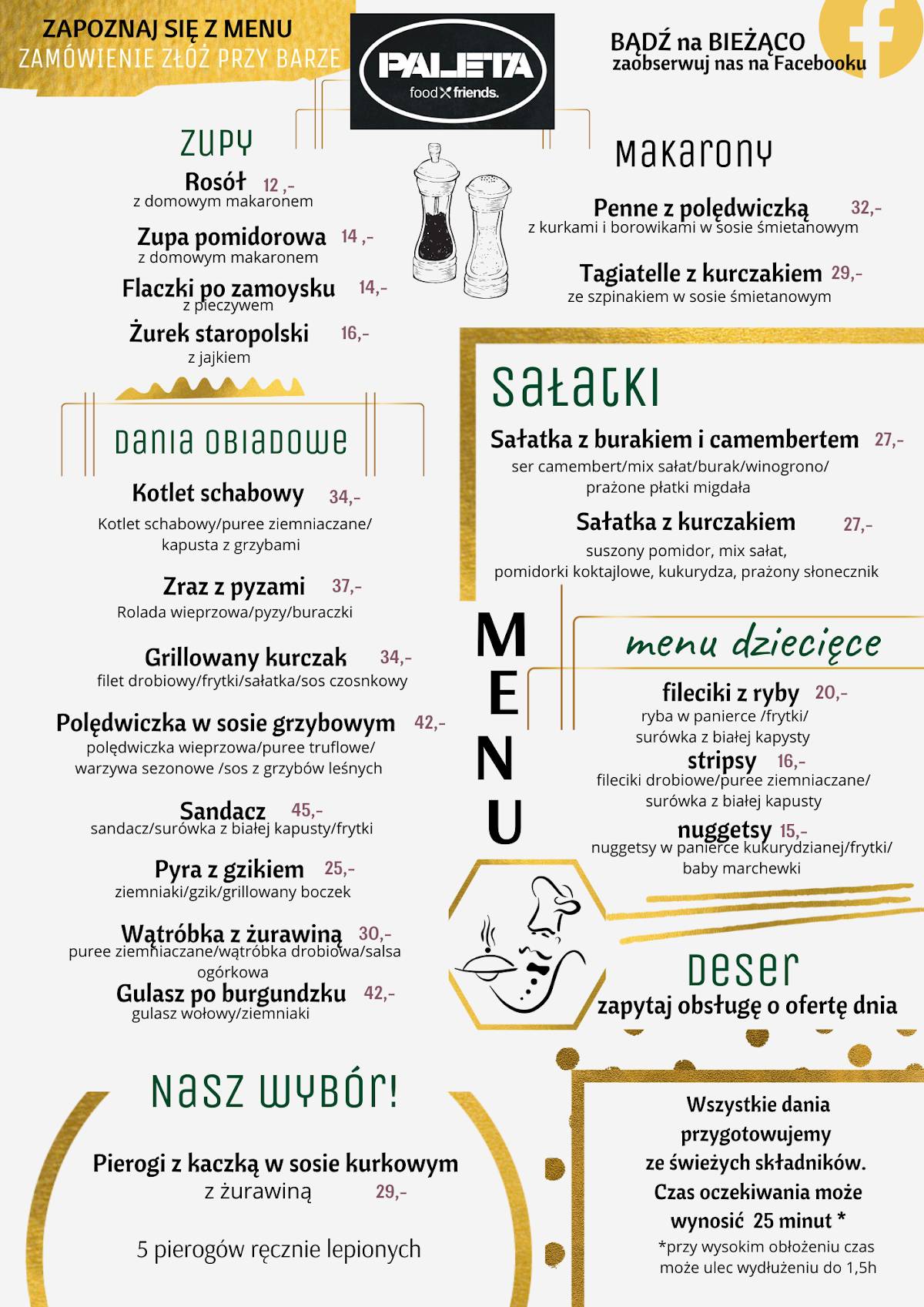 Menu at Paleta Food&Friends restaurant, Kórnik