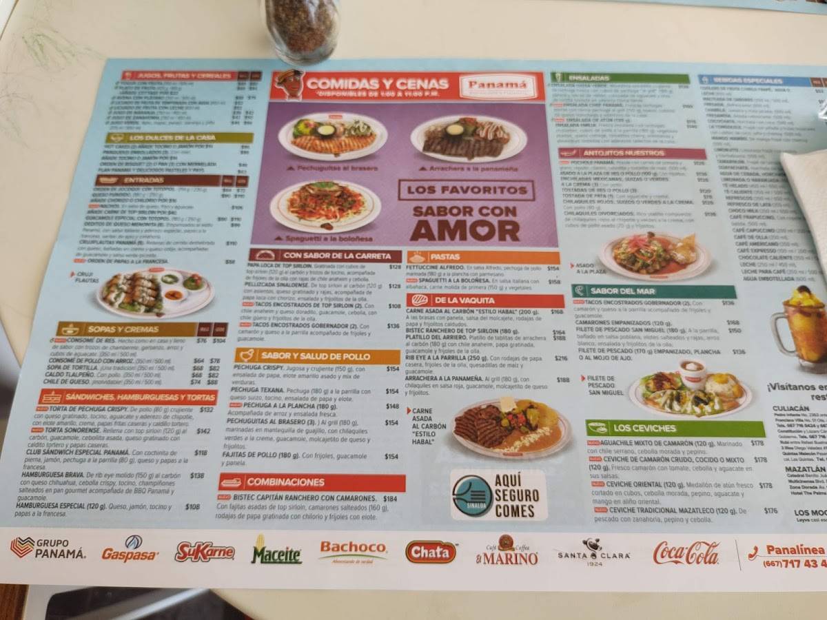 Carta de Panamá Restaurante y Pastelería en The Palms Resort, Mazatlán