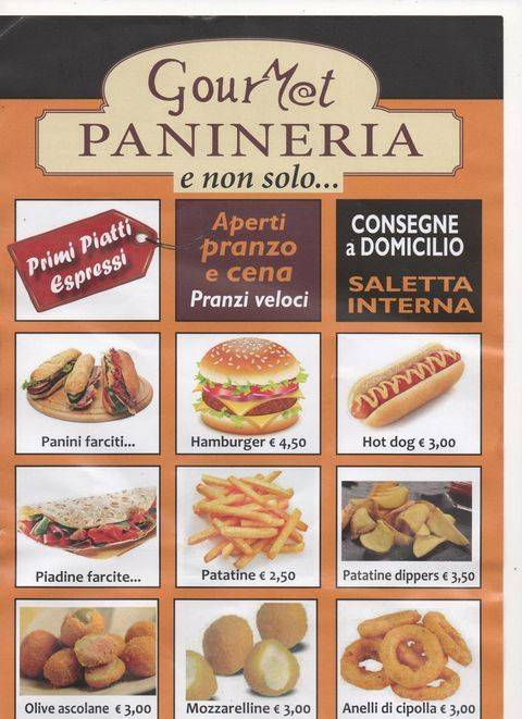 Menu au Paninoteca GourMet, Livourne