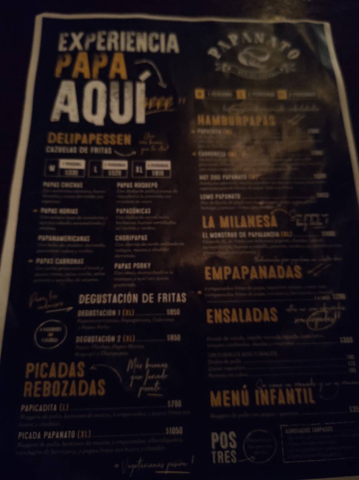 Carta de Papanato – Bar de papas [Villa Allende], Villa Allende