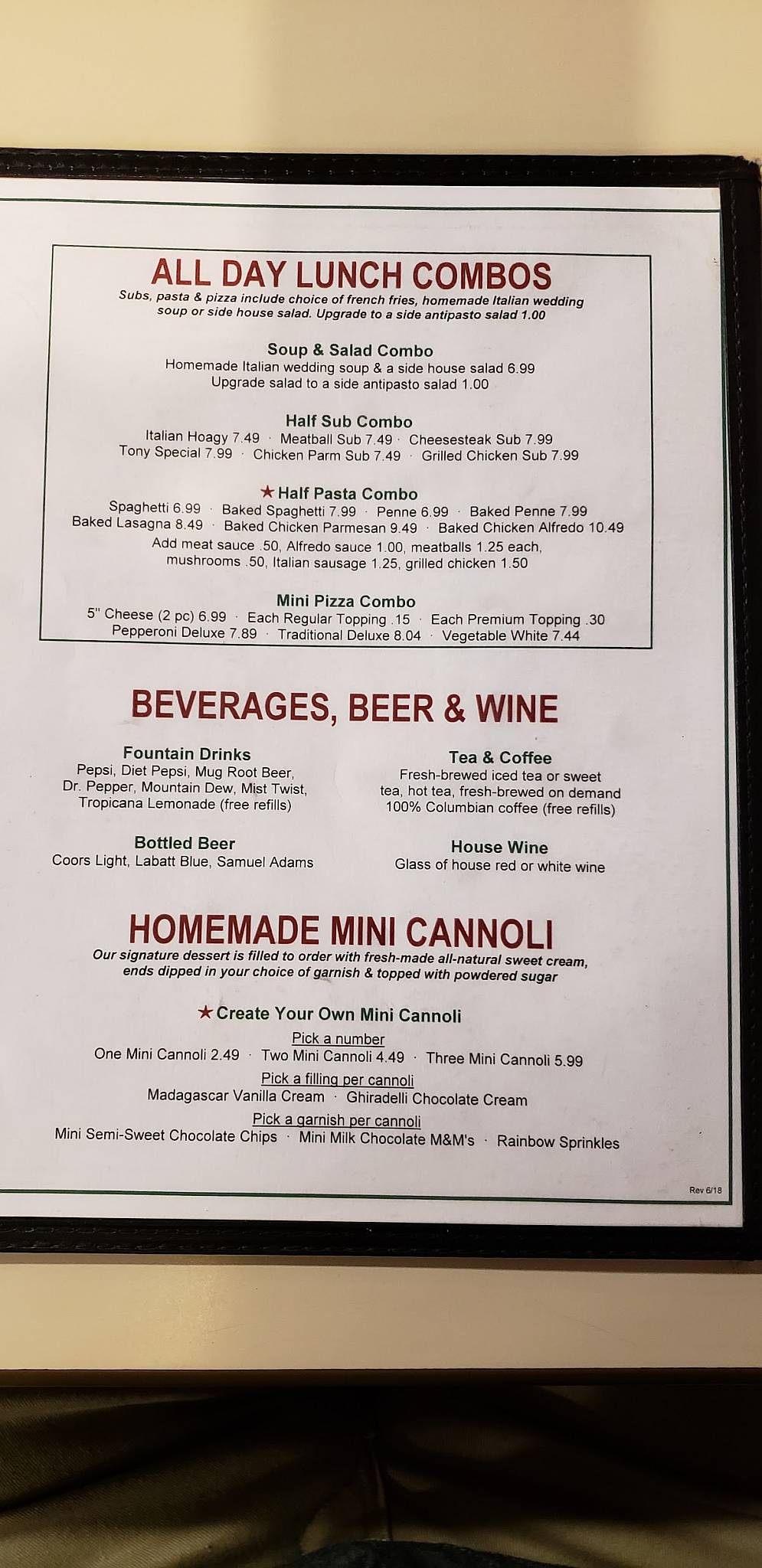 Menu at Parasson's Italian Restaurant, Akron, 959 E Waterloo Rd