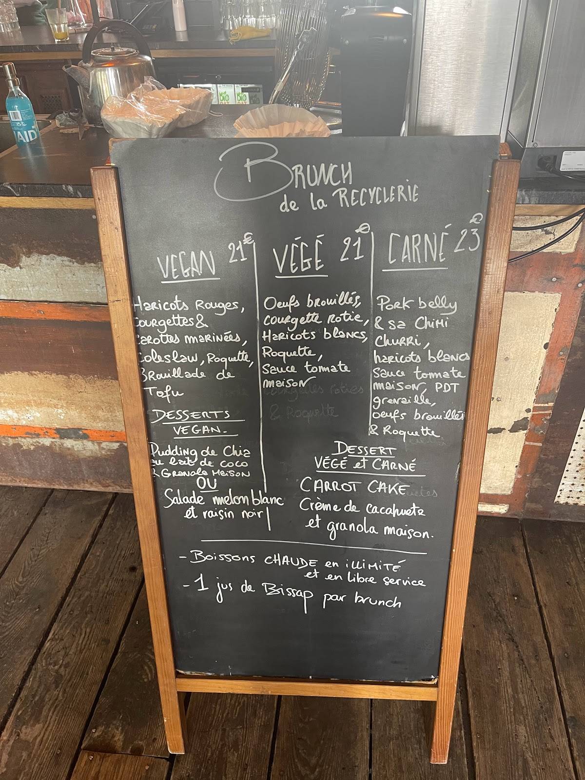 Menu at La REcyclerie cafe, Paris, 83 Bd Ornano