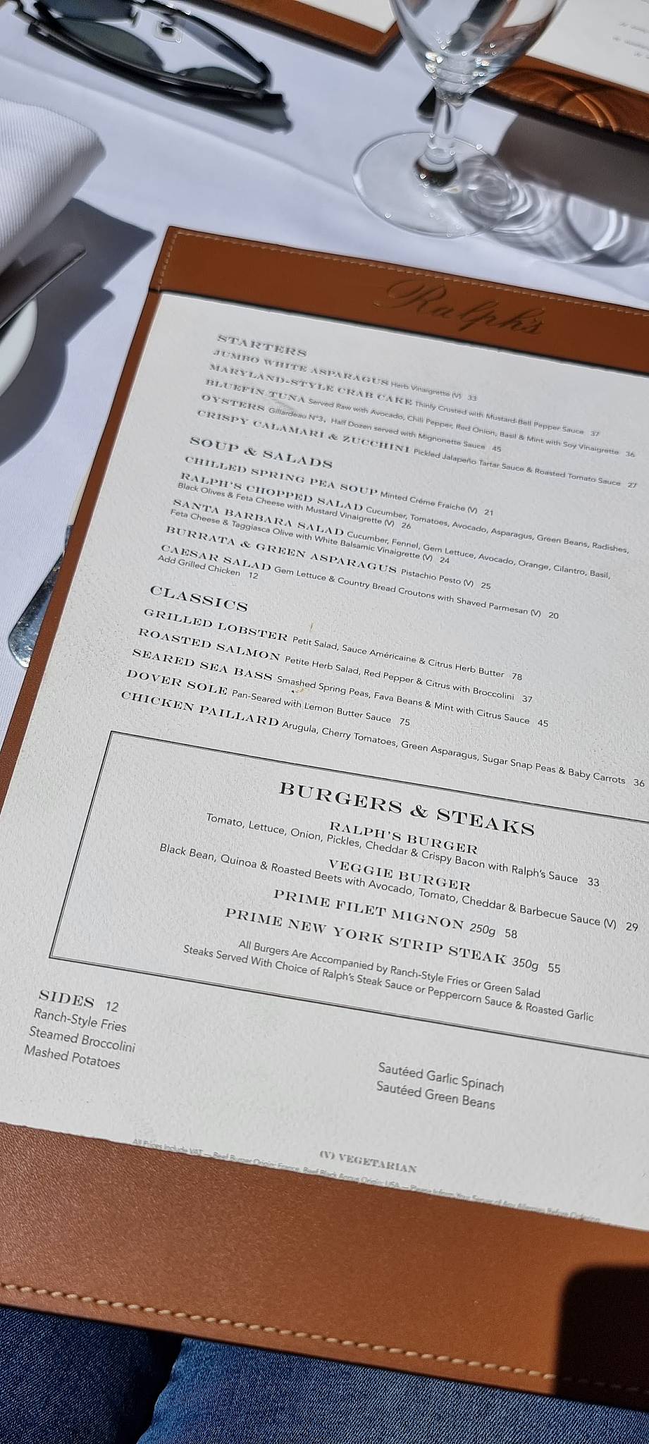 Menu au Ralph's Restaurant, Paris