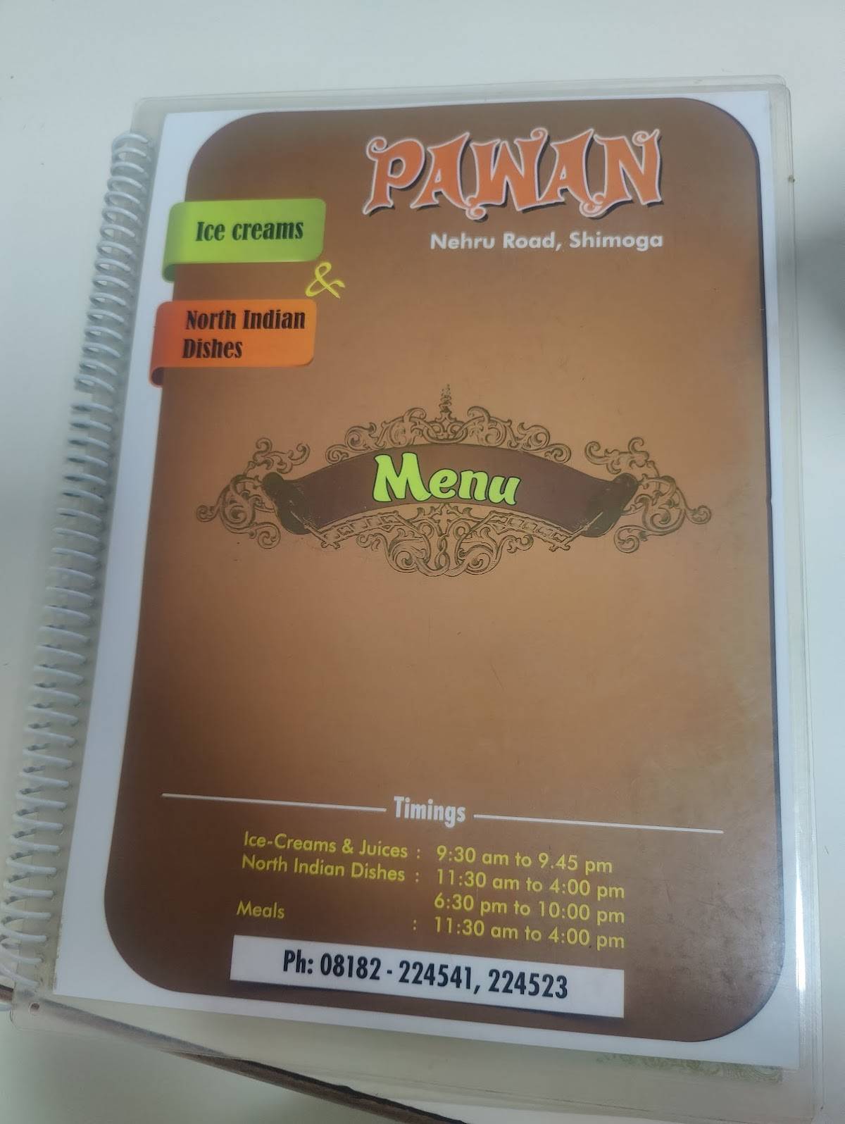 Menu at Pawan Ice Cream, Shivamogga