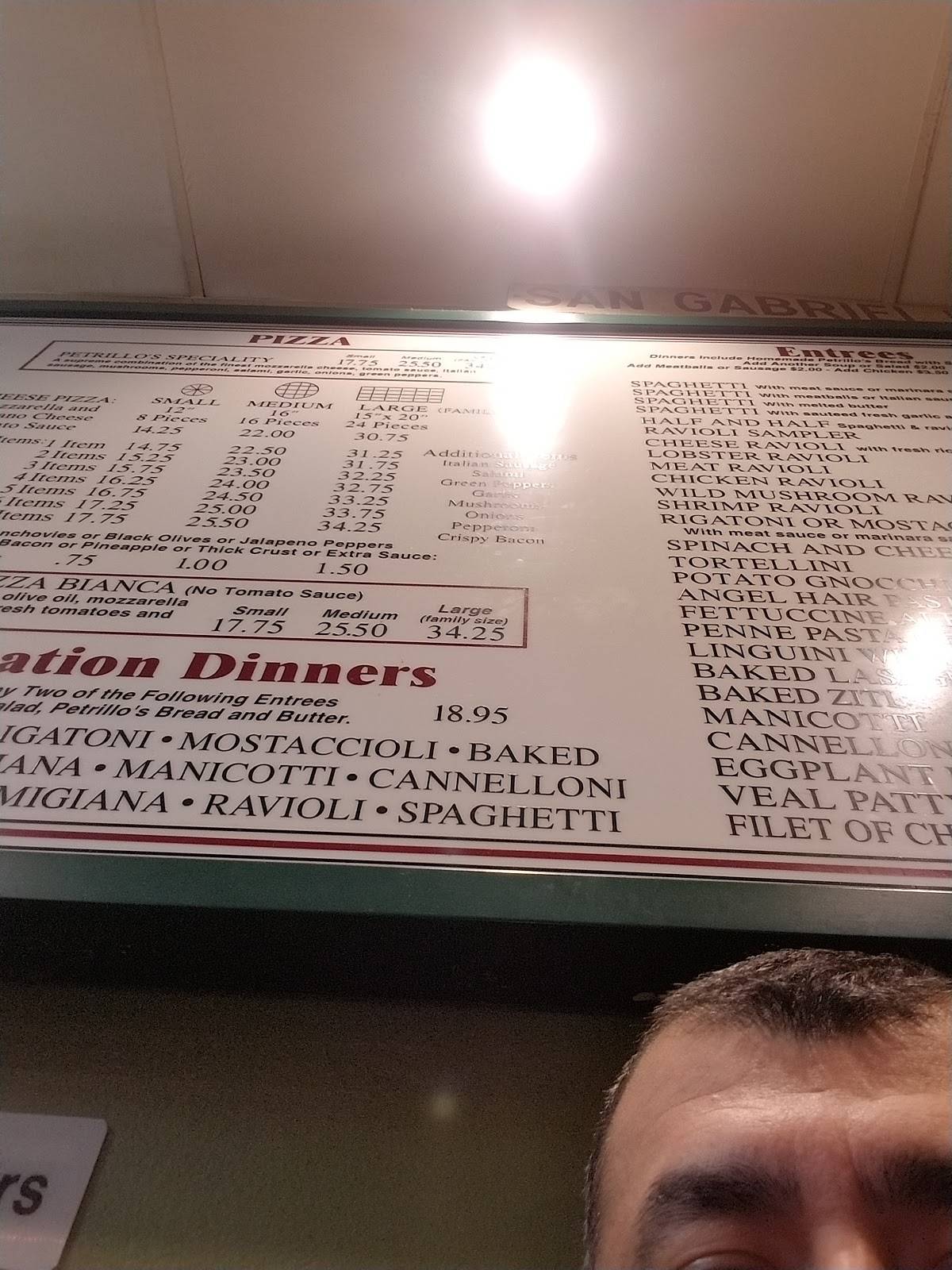 Menu at Petrillo's Pizza pizzeria, Glendora