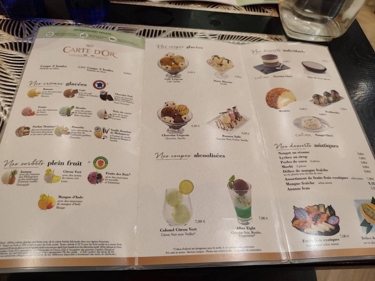 Menu at Phuket Thaï restaurant, Rambouillet