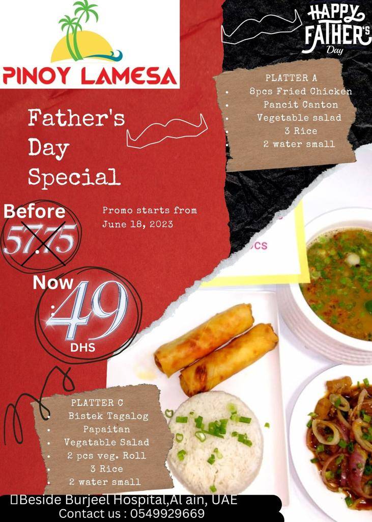 Menu at Pinoy Lamesa restaurant, Al Ain