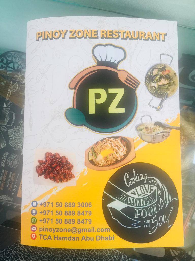 Carta de Pinoy Zone Restaurant, Abu Dabi