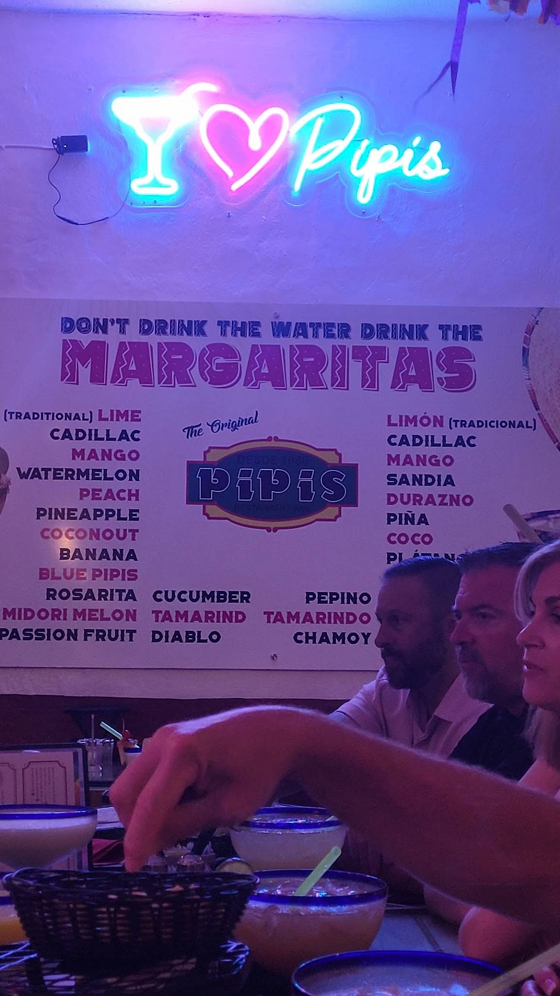 Menu at Pipis restaurant, Puerto Vallarta