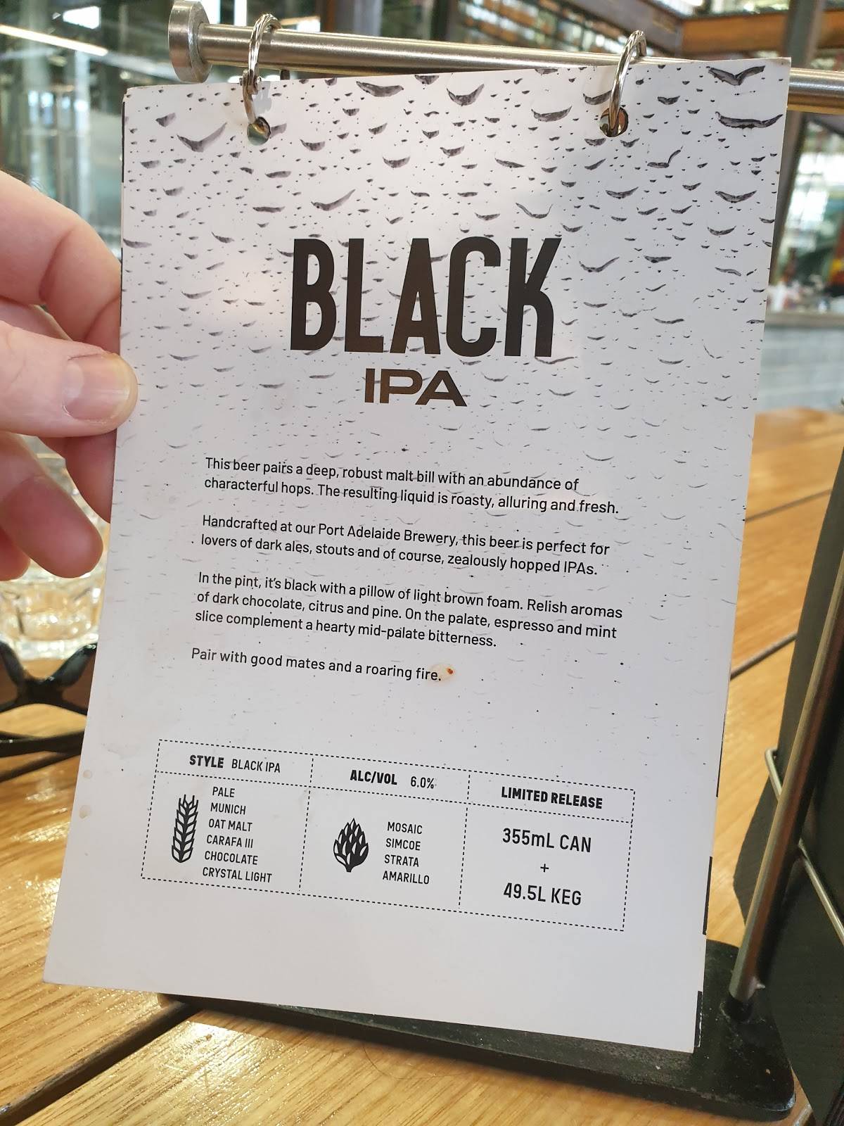 Menu at Pirate Life Brewing pub & bar, Port Adelaide