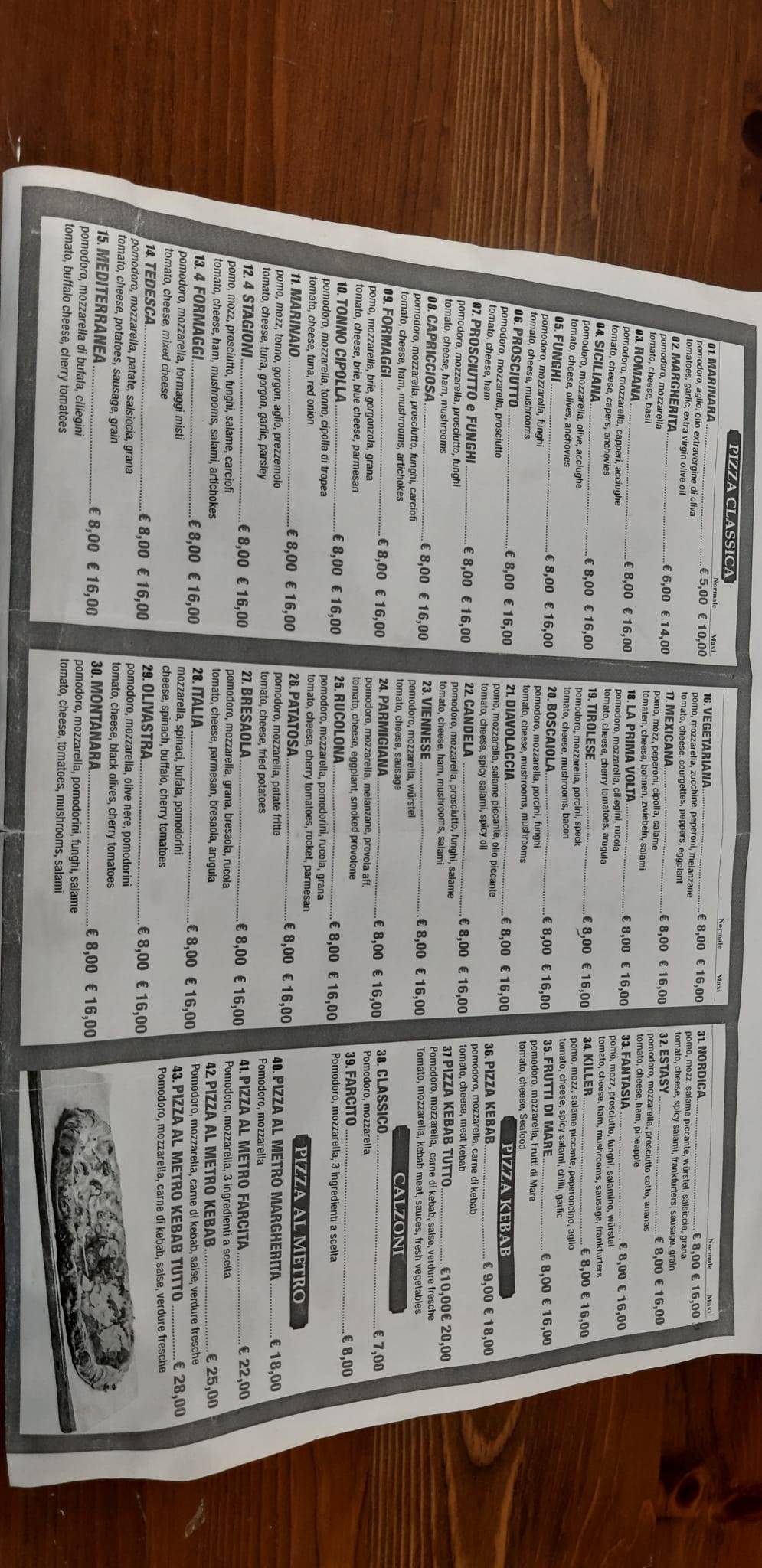 Carta del restaurante Pizza & kebab Ramones, Lignano Sabbiadoro