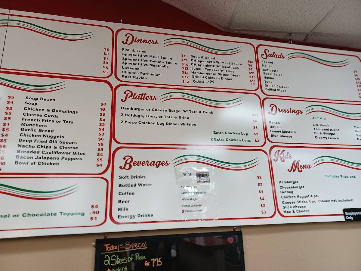 Menu at Italian Village pizzeria, Richlands, Cedar Valley Dr