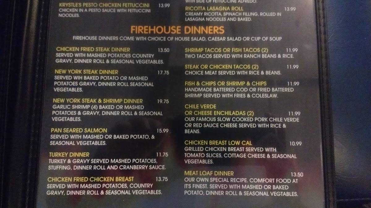 Menu at Tony's Firehouse Grill and Pizza pizzeria, Bakersfield
