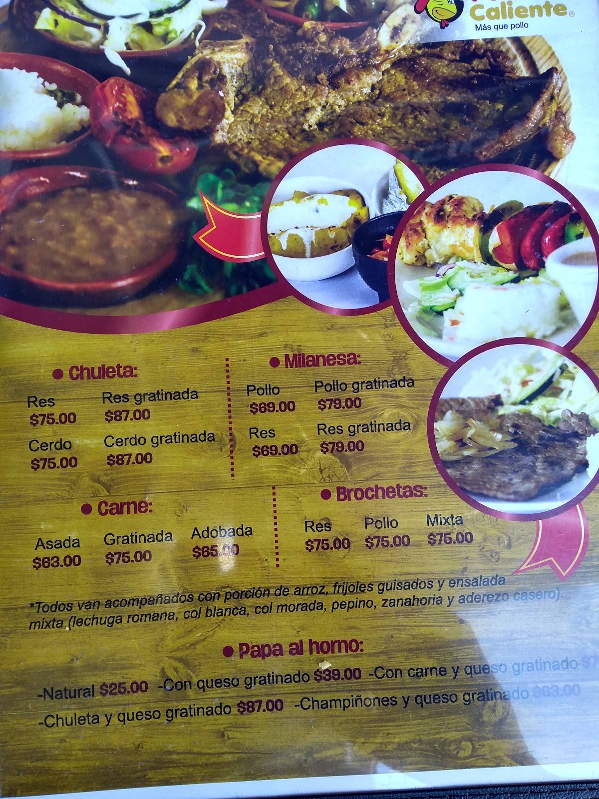 Carta del restaurante Pollo Caliente, Acapulco, Plaza Navegantes