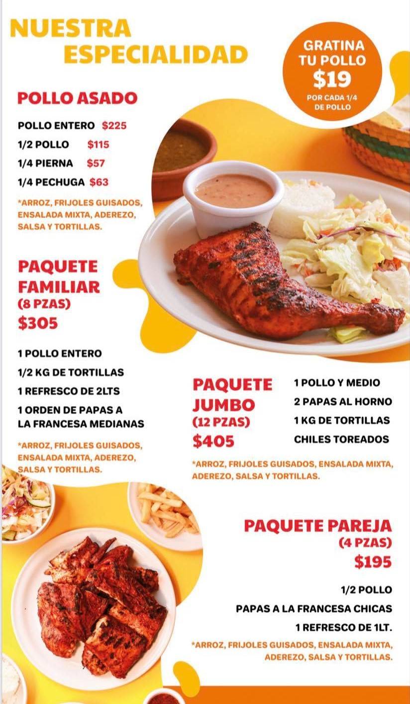 Carta del restaurante Pollo Caliente, Acapulco, Plaza Navegantes