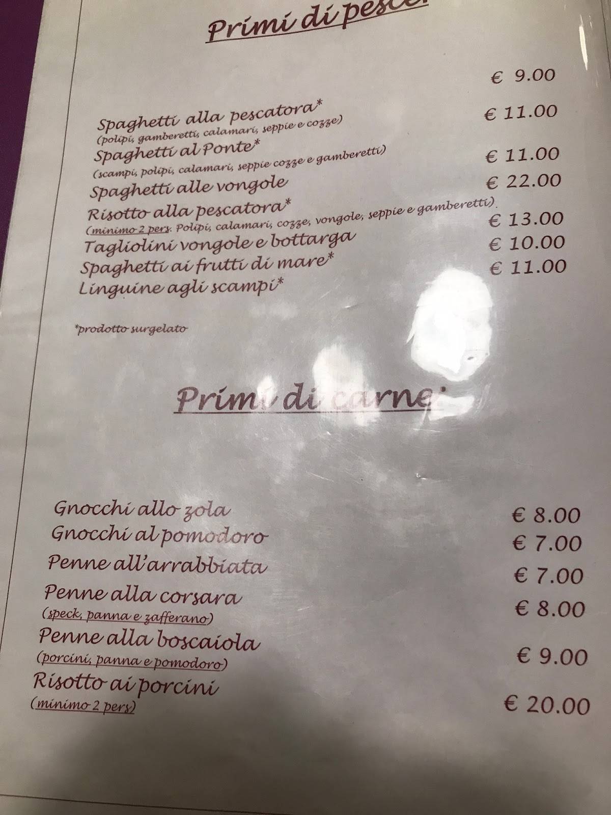 Menu da Ponte Vecchio ristorante, Senago, Via Mascagni