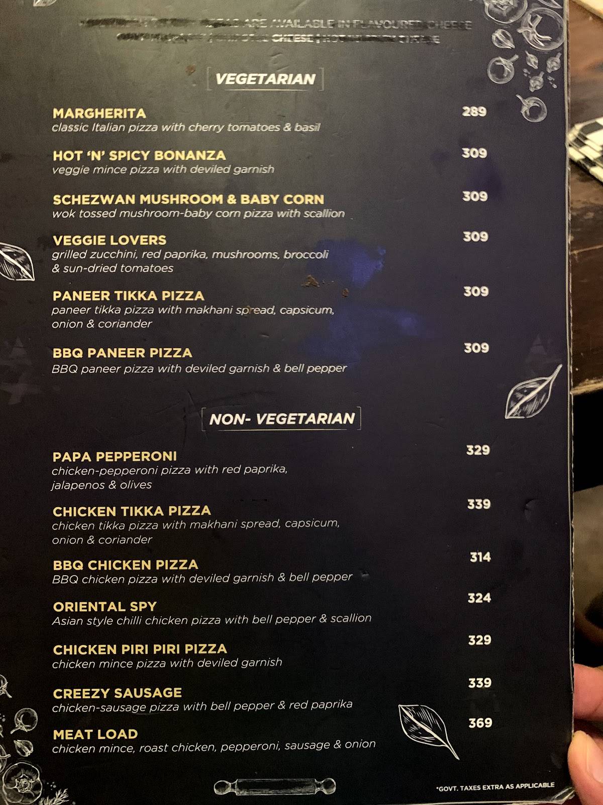 Menu at Pop Tate's R-City Mall, Mumbai