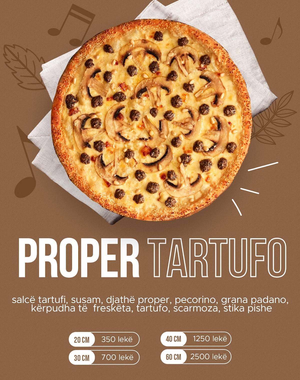 Menu at Proper Pizza "Stadiumi Dinamo" restaurant, Tirana, Gjin Bue Shpata