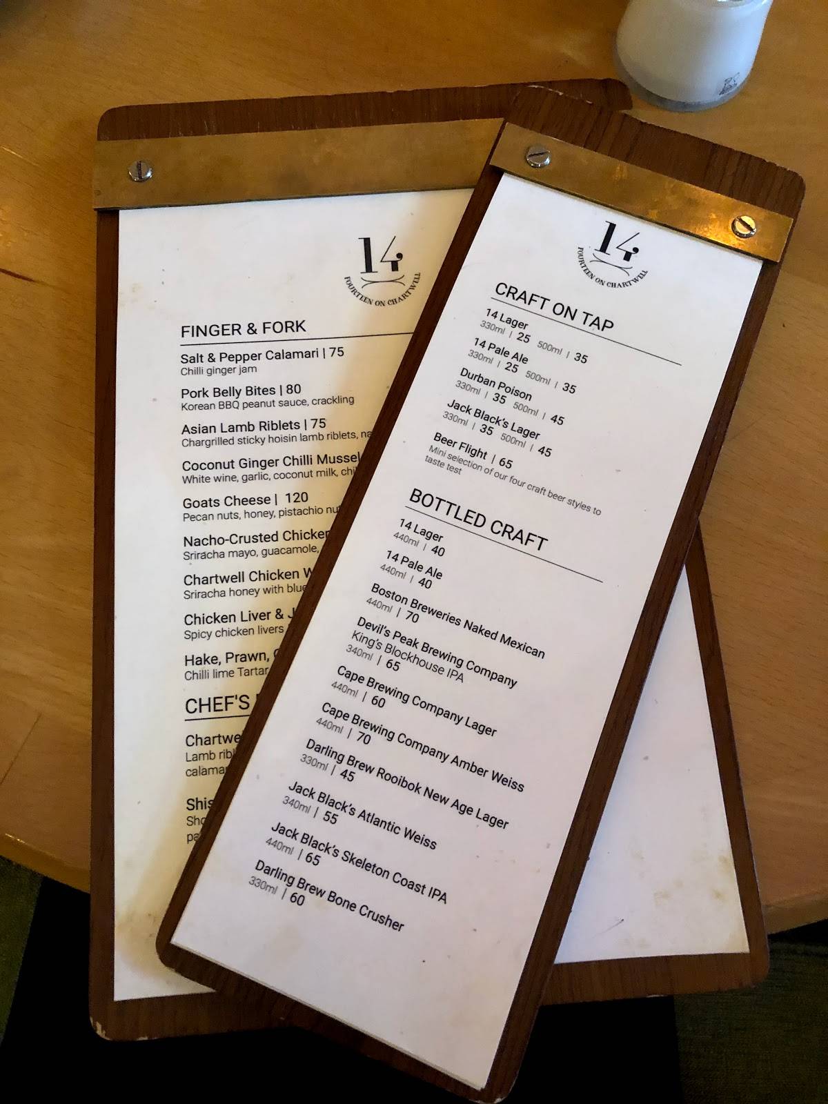 Menu at 14 on Chartwell pub & bar, Umhlanga
