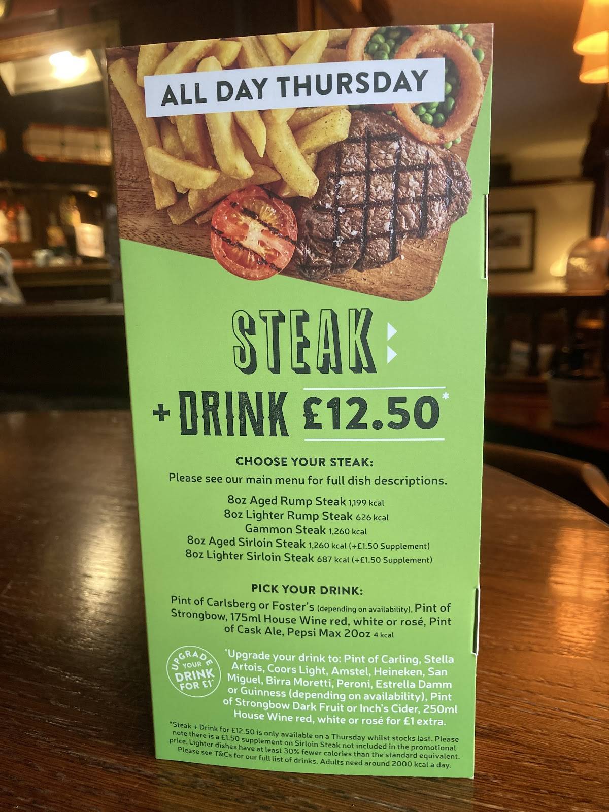 Menu at Bridge Inn pub & bar, Brewood