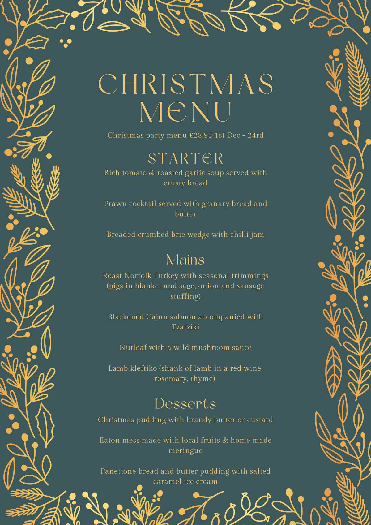Menu at Bull Hotel pub & bar, Downton