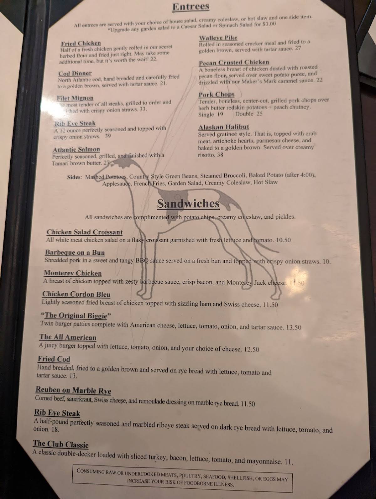 Menu at Greyhound Tavern pub & bar, Fort Mitchell