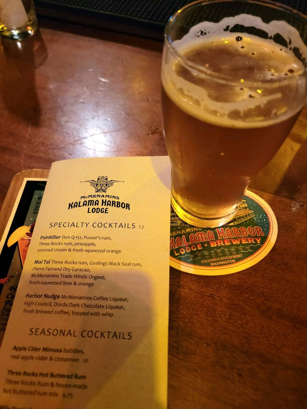 Menu at McMenamins Pub at Kalama Harbor Lodge, Kalama