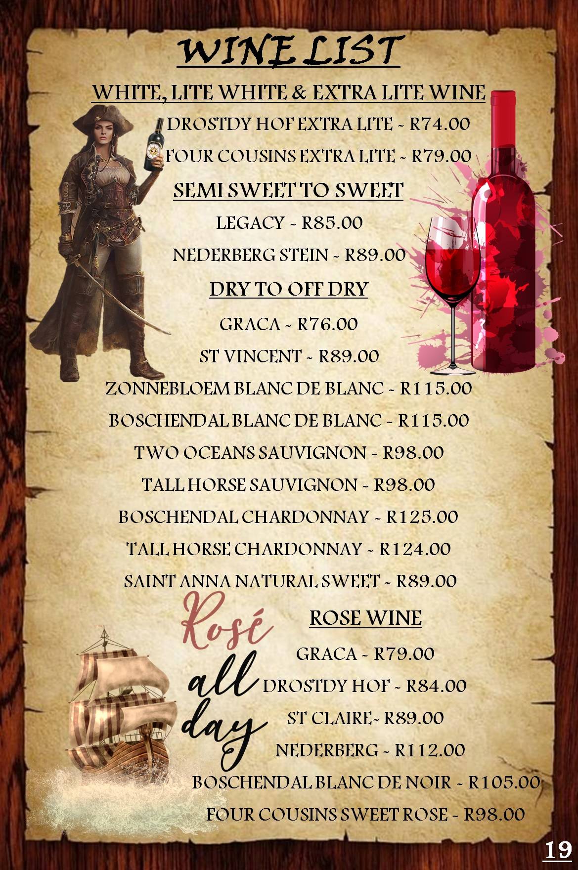 Menu at Quarterdeck Pub and Restaurant, Benoni