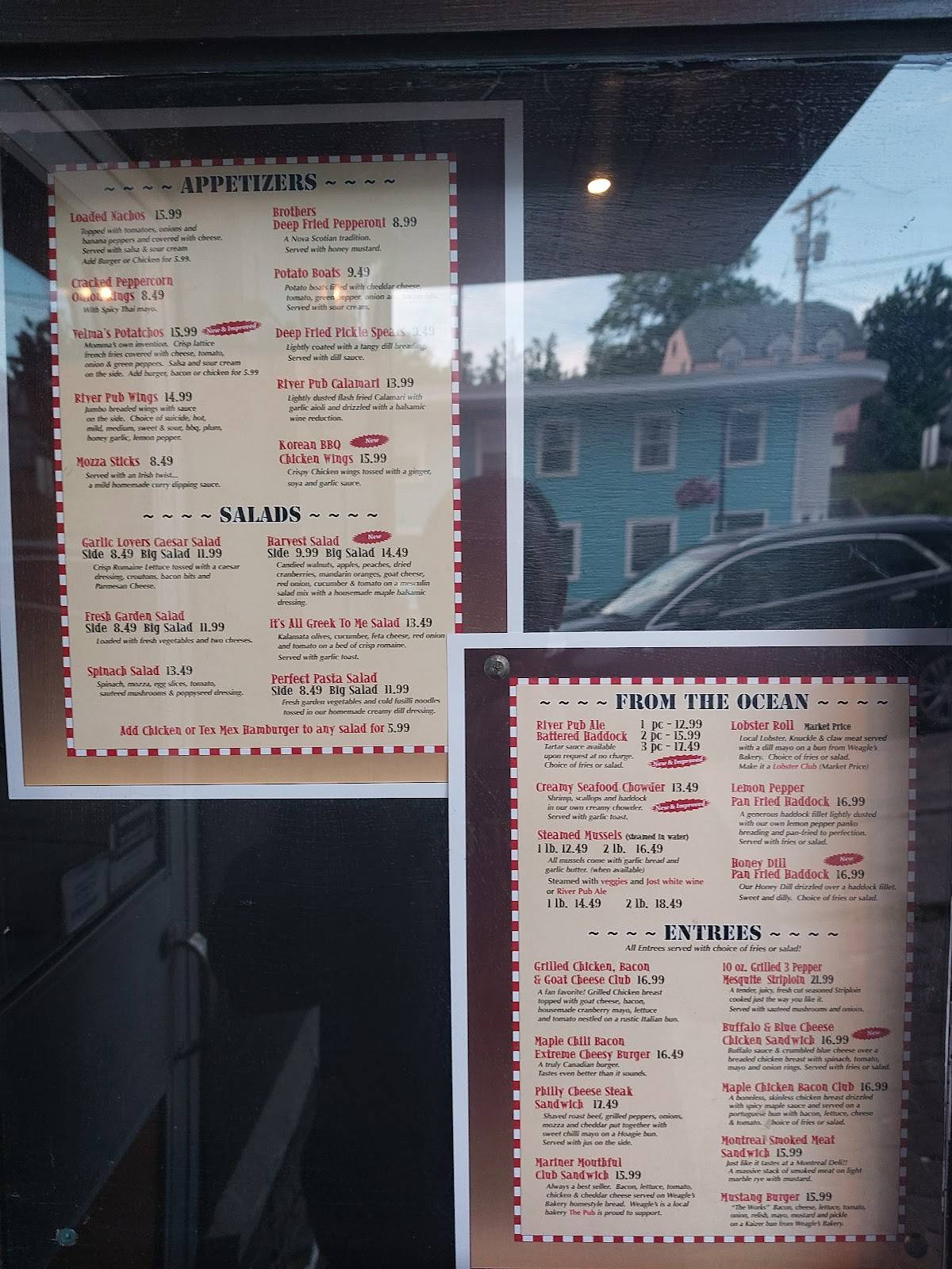 Menu at River Pub, Bridgewater