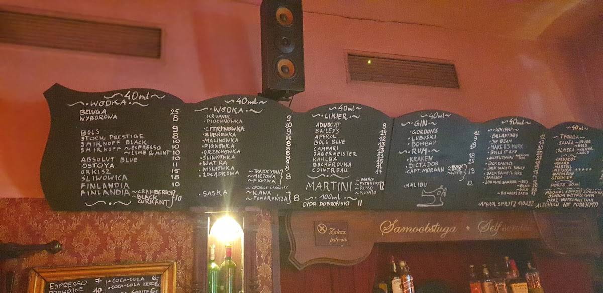 Menu at Singer pub & bar, Kraków, Estery 20
