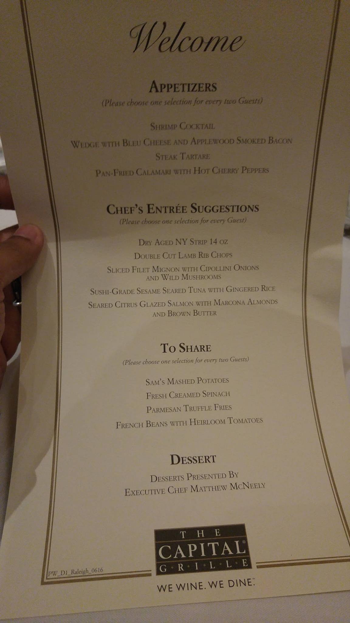 Menu at The Capital Grille pub & bar, Raleigh