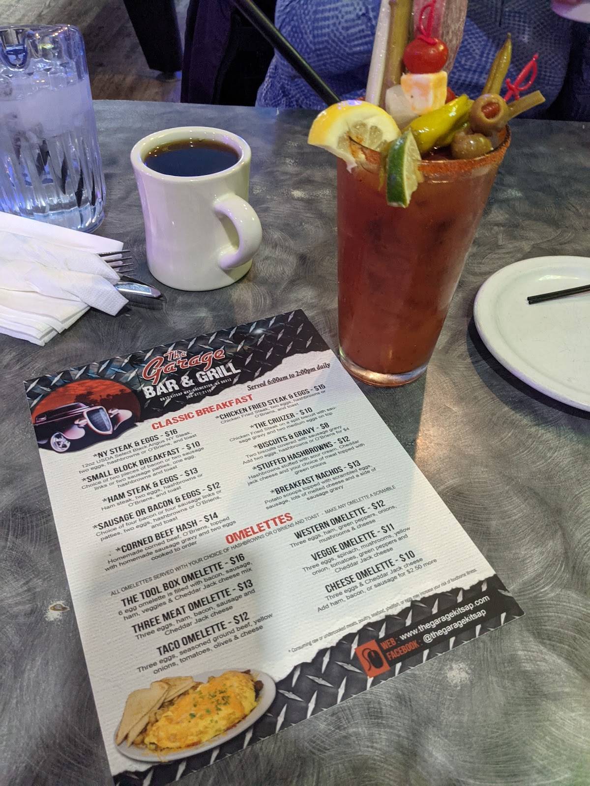 Menu at The Garage Bar & Grill, Bremerton, Kitsap Way