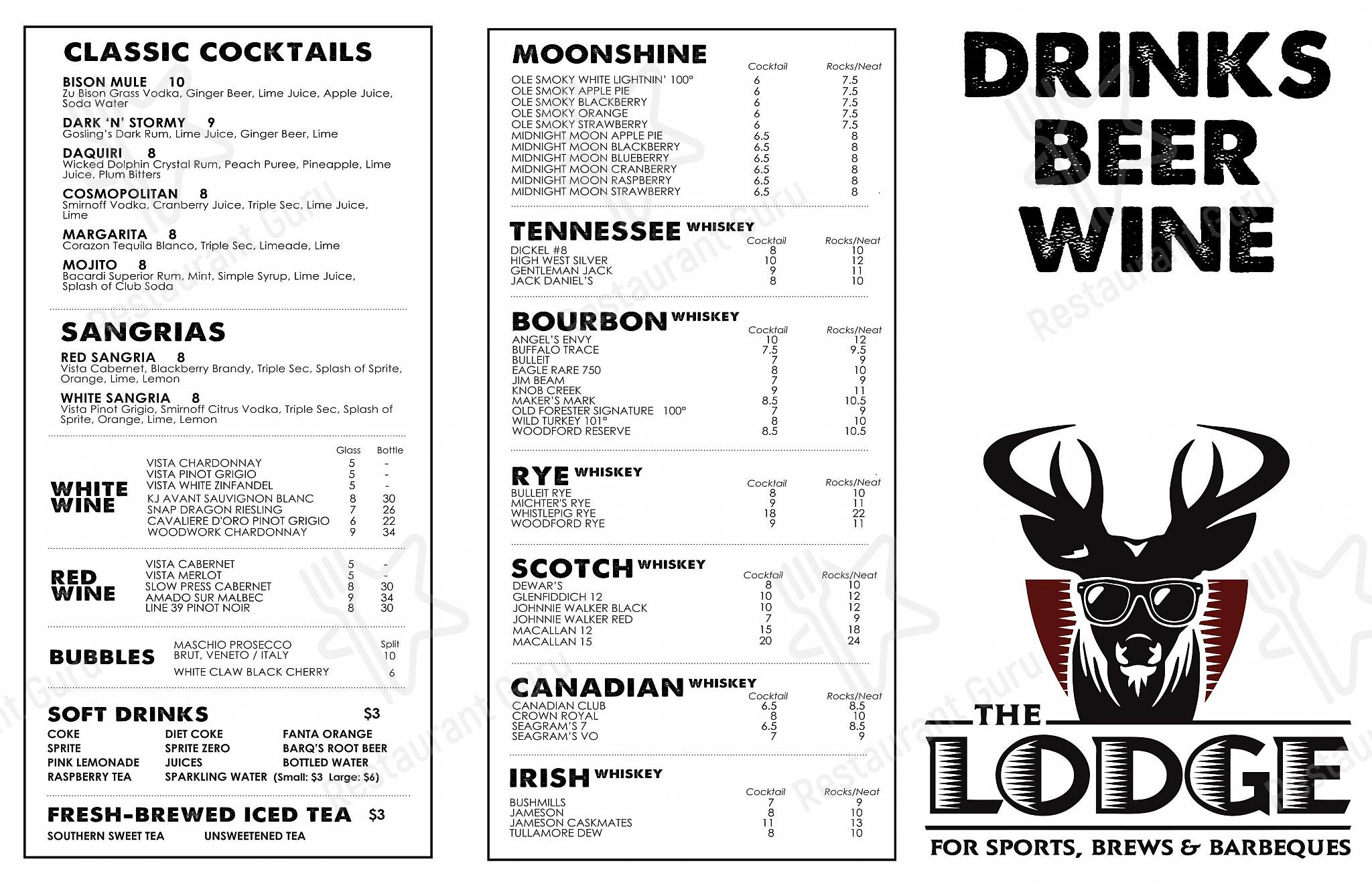 Menu at The Lodge pub & bar, Fort Myers